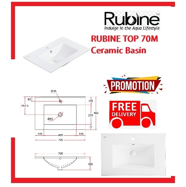 RUBINE TOP 80M Ceramic Basin / FREE EXPRESS DELIVERY, Furniture & Home ...