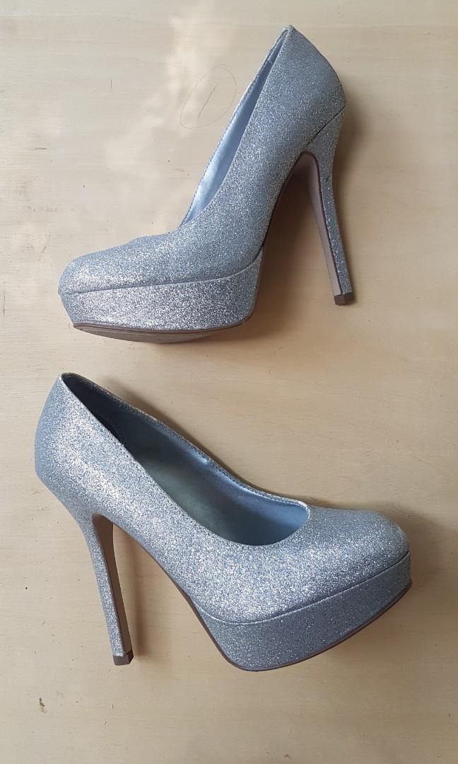 Silver Glitter Platform Stilletos, Women's Fashion, Footwear, Heels on ...