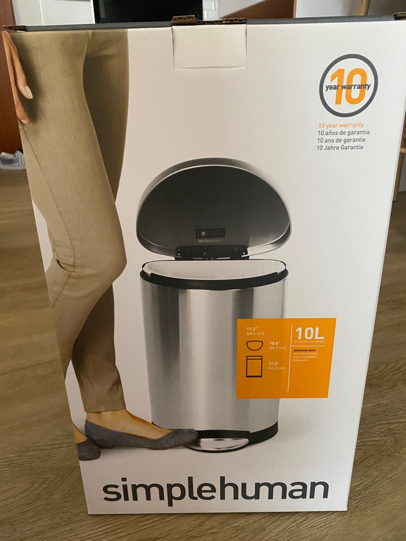 Simplehuman 10L step bin, Furniture & Home Living, Cleaning & Homecare ...