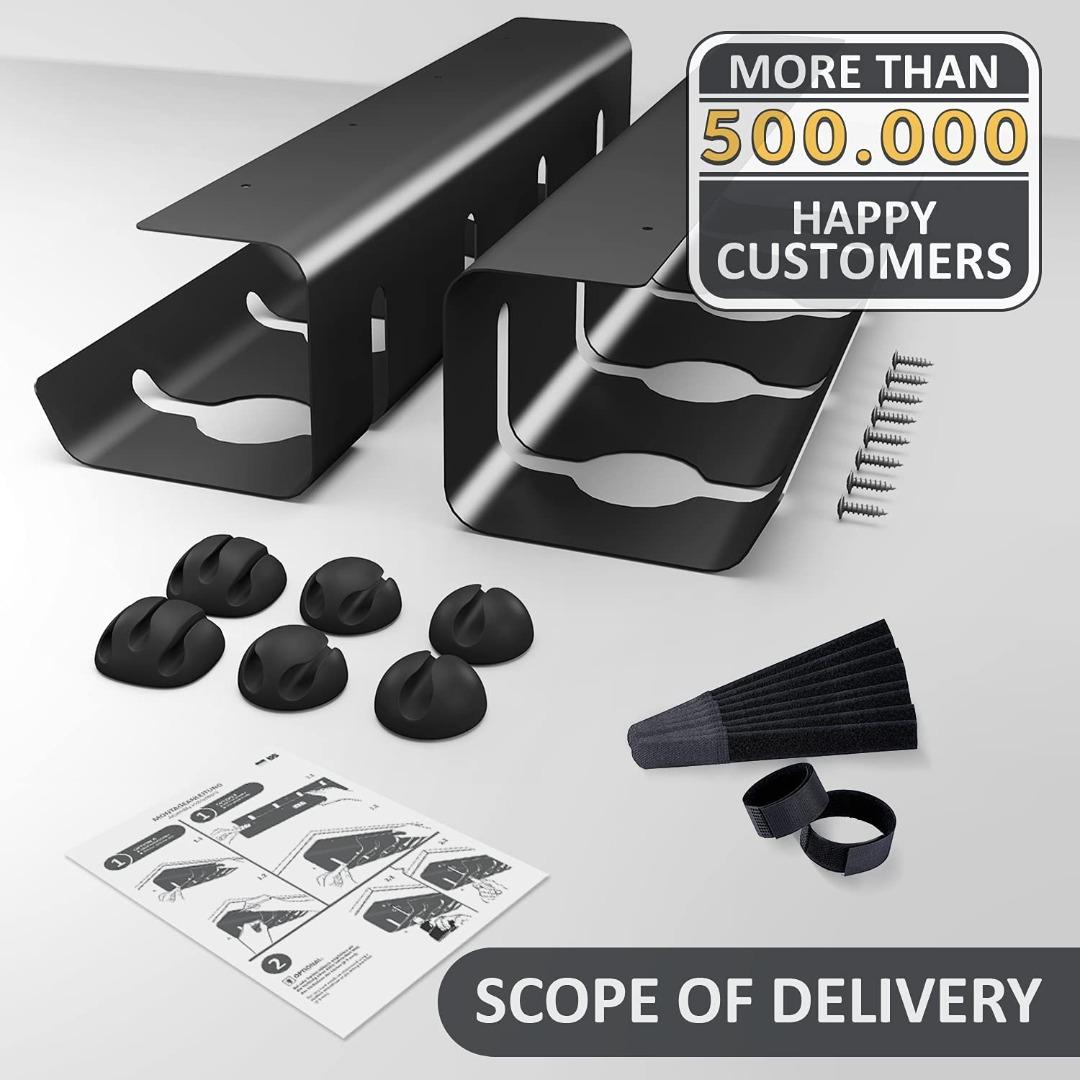 Stilemo Under Desk Cable Management Tray, 2 Pack - Ultra-Sturdy Under ...