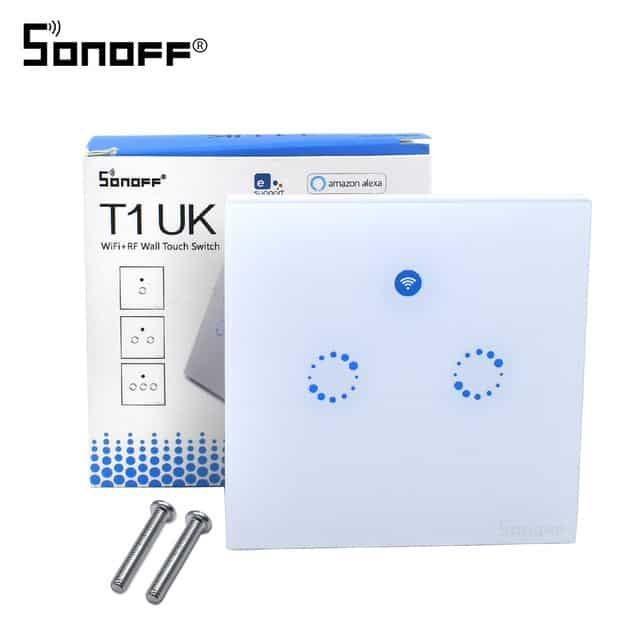 (Switch only) Sonoff T1 UK 2 Gang WiFi & RF 86 Type Smart Wall Touch ...