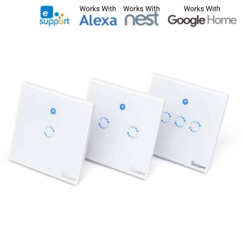 (Switch only) Sonoff T1 UK 2 Gang WiFi & RF 86 Type Smart Wall Touch ...