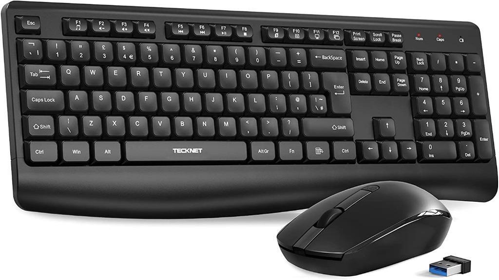 TECKNET Wireless Keyboard and Mouse Set, Ergonomic 2.4G Cordless ...