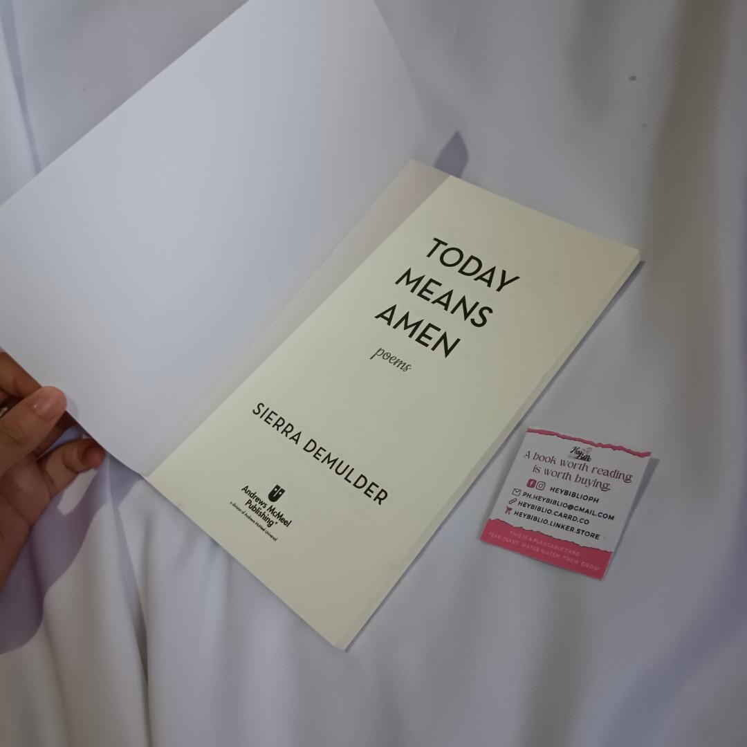 Today Means Amen, poem book - Sierra DeMulder (free SF), Hobbies & Toys ...