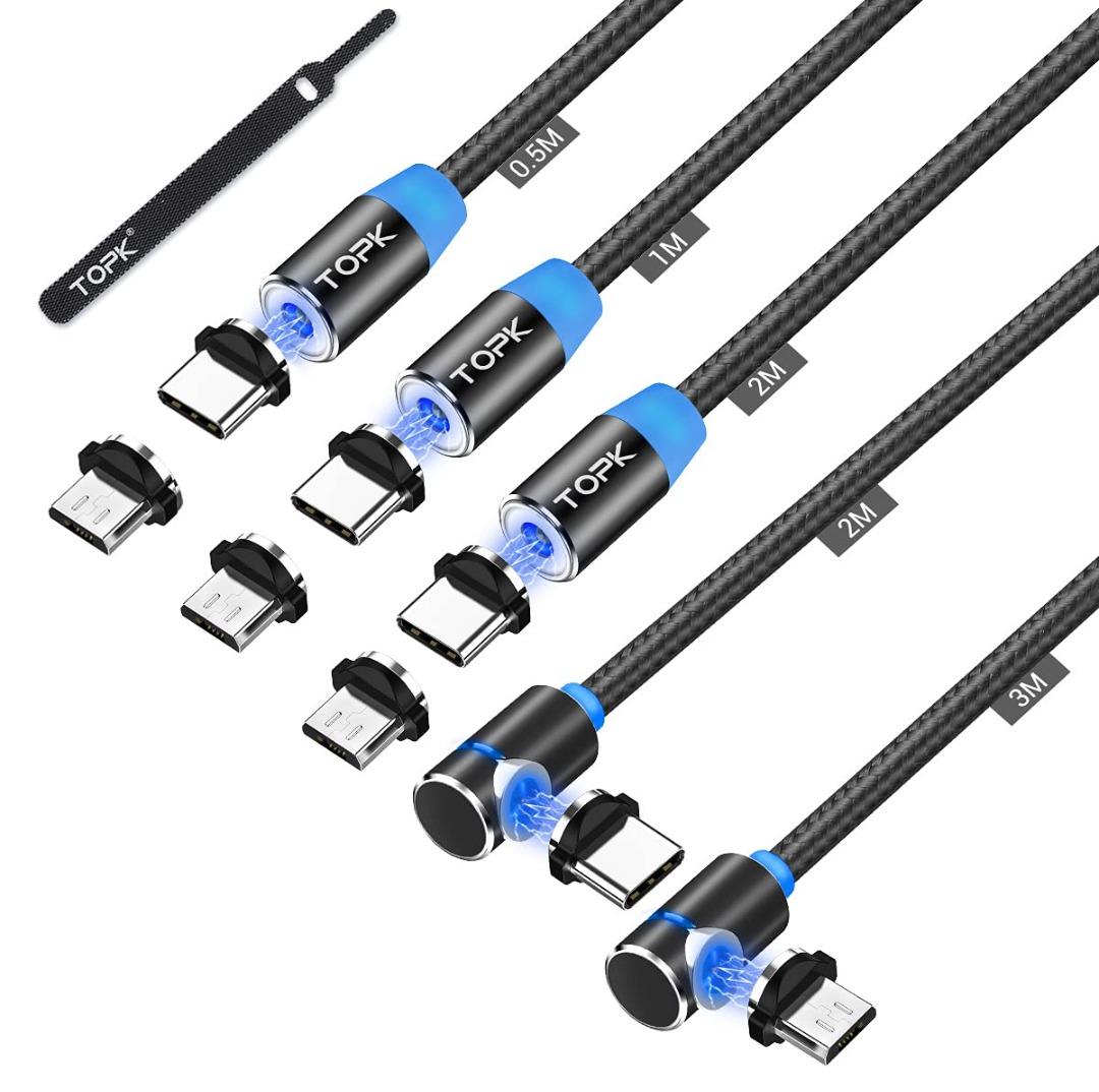 TOPK Magnetic Charging Cable (5 Pack), USB 2-in-1 MultIple Magnetic ...