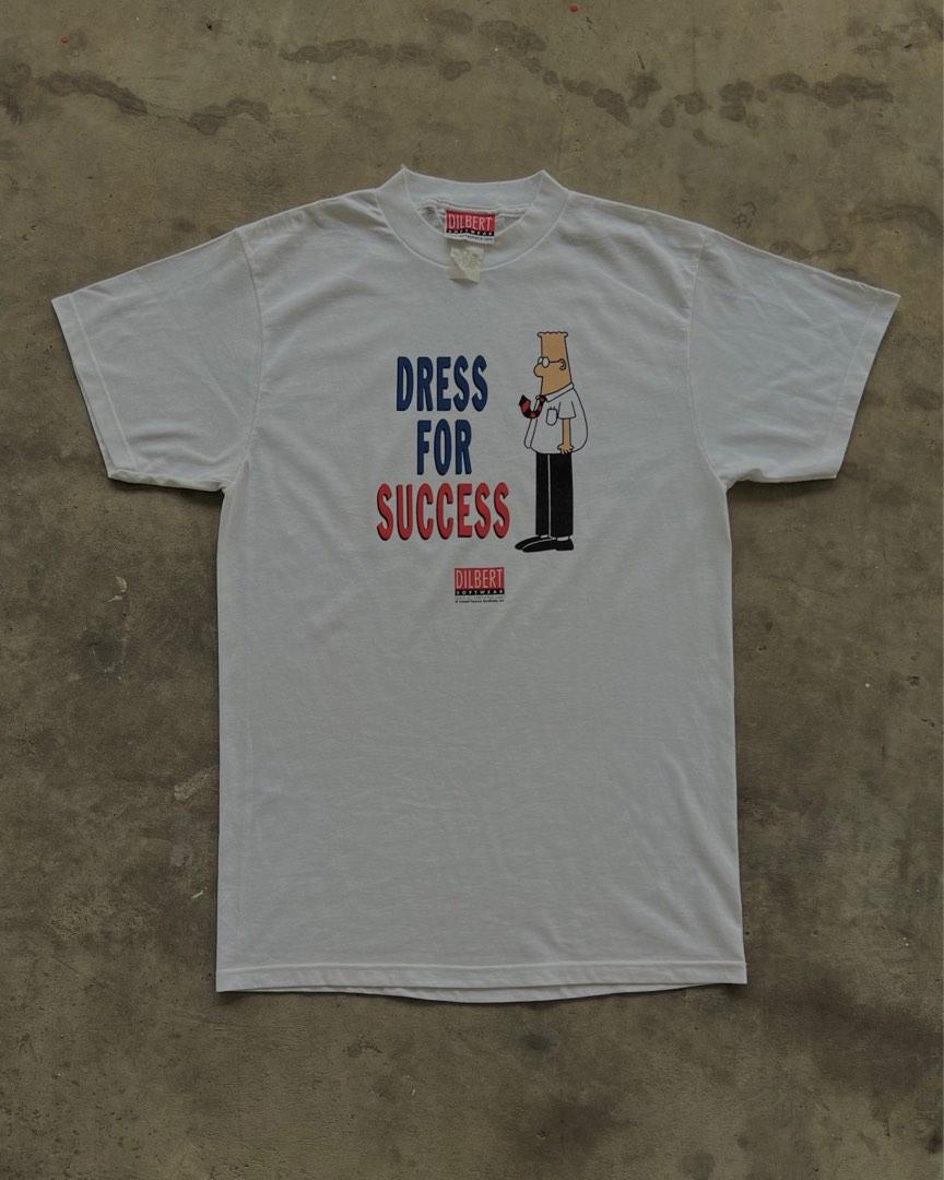 Vintage 90s Dilbert Dress for Success Humour Tee, Men's Fashion, Tops ...