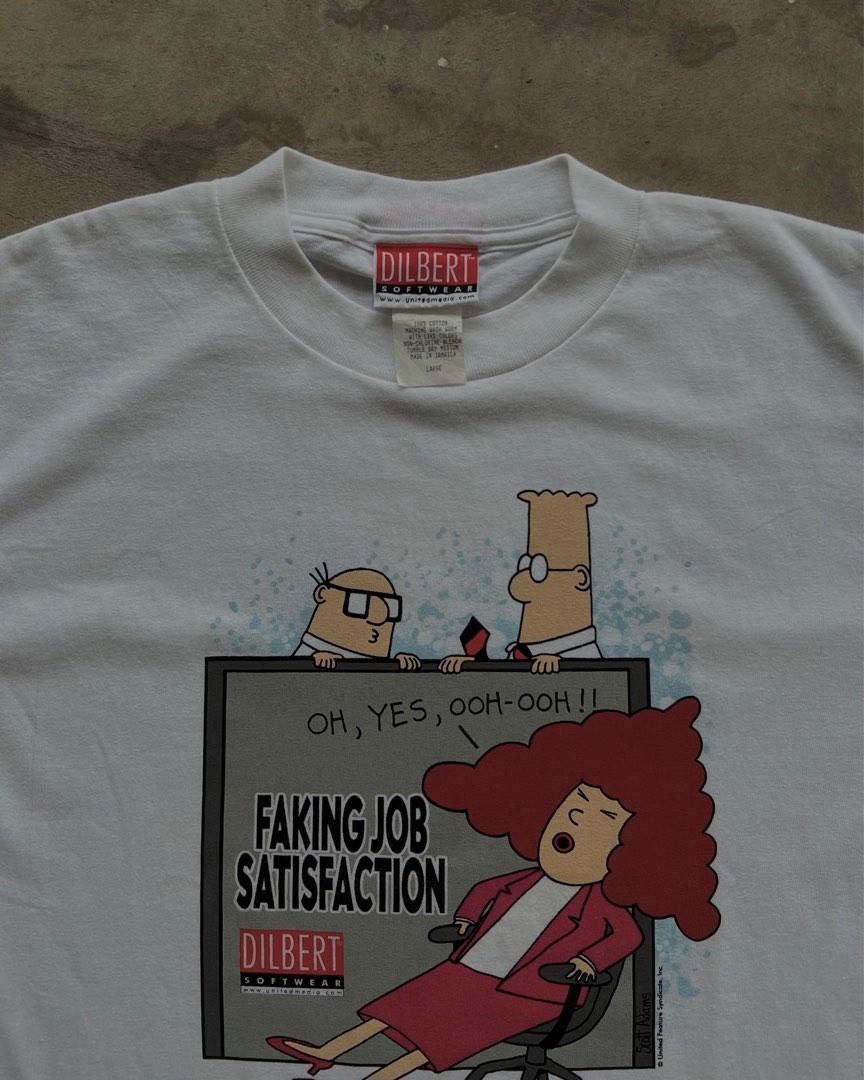 Vintage 90s Dilbert Job Satisfaction Humour Tee, Men's Fashion, Tops ...