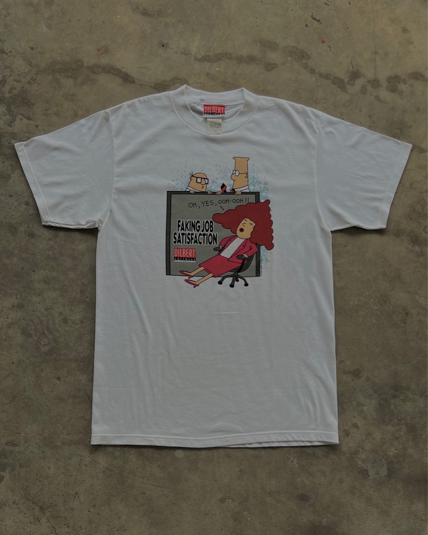 Vintage 90s Dilbert Job Satisfaction Humour Tee, Men's Fashion, Tops ...