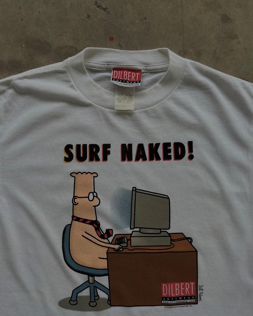 Vintage 90s Dilbert Surf Naked Humour Tee, Men's Fashion, Tops & Sets ...
