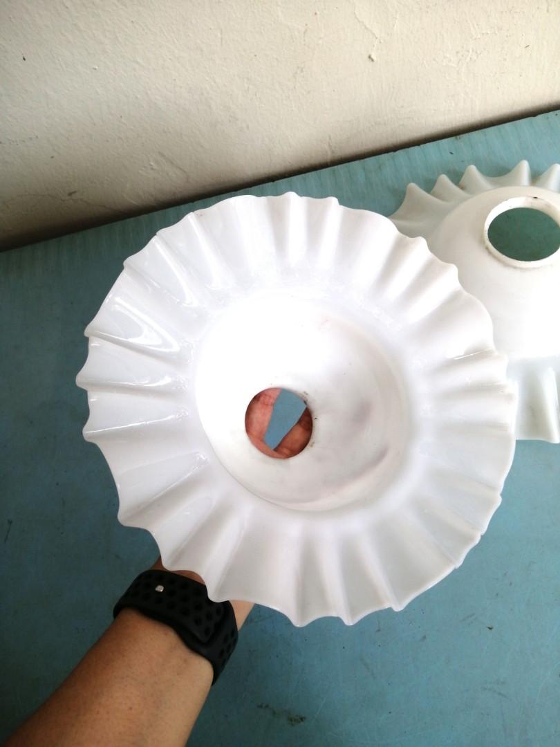 Vintage Thin Milk Glass Frilled Pendant Lamp, Hobbies & Toys ...