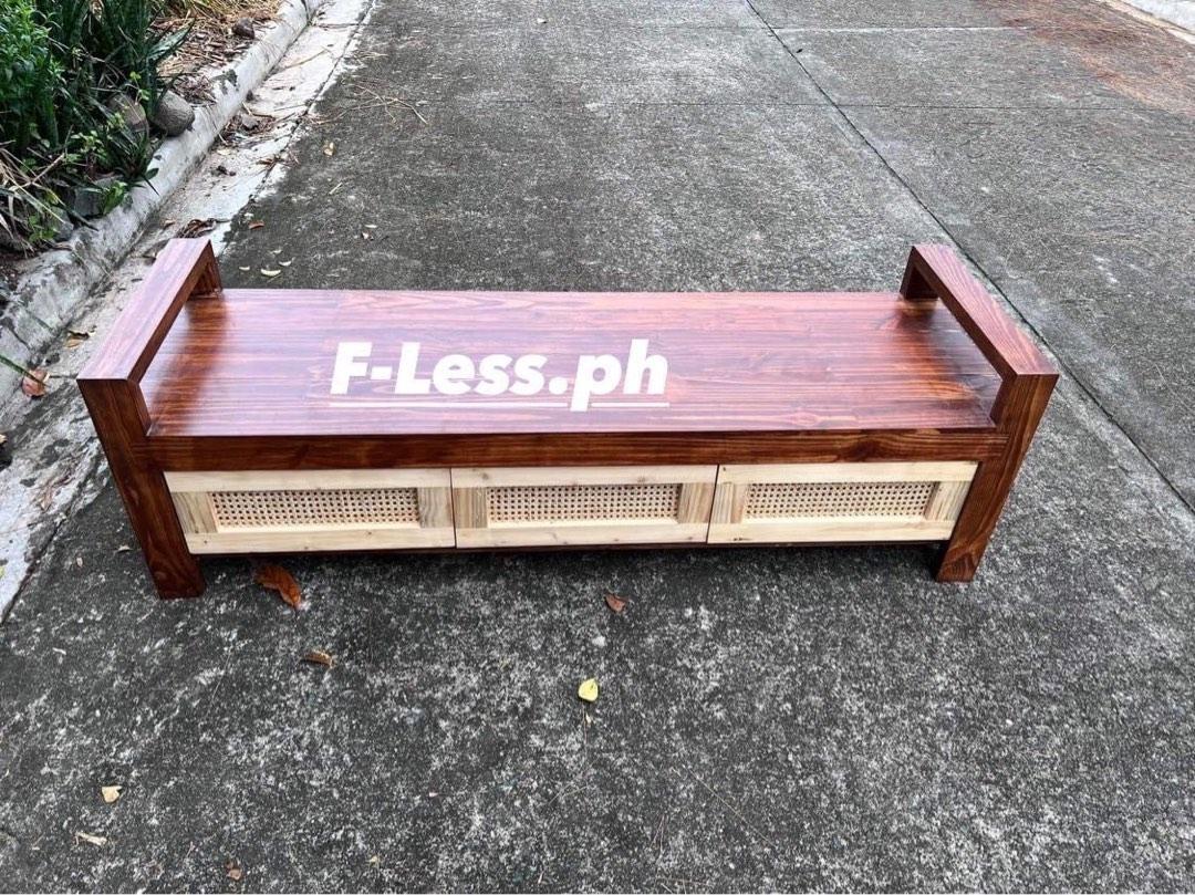 Wooden bench with Solihiya design drawers, Furniture & Home Living ...