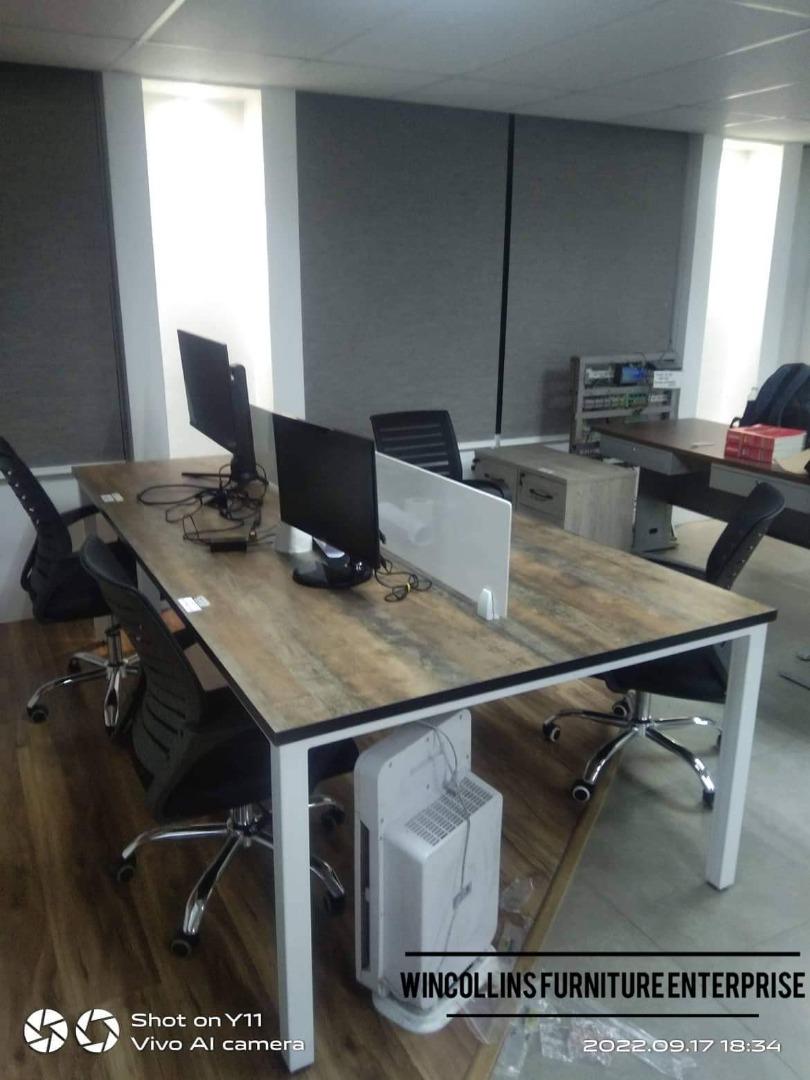 workstation table customize , with screen panel , & glass divider ...