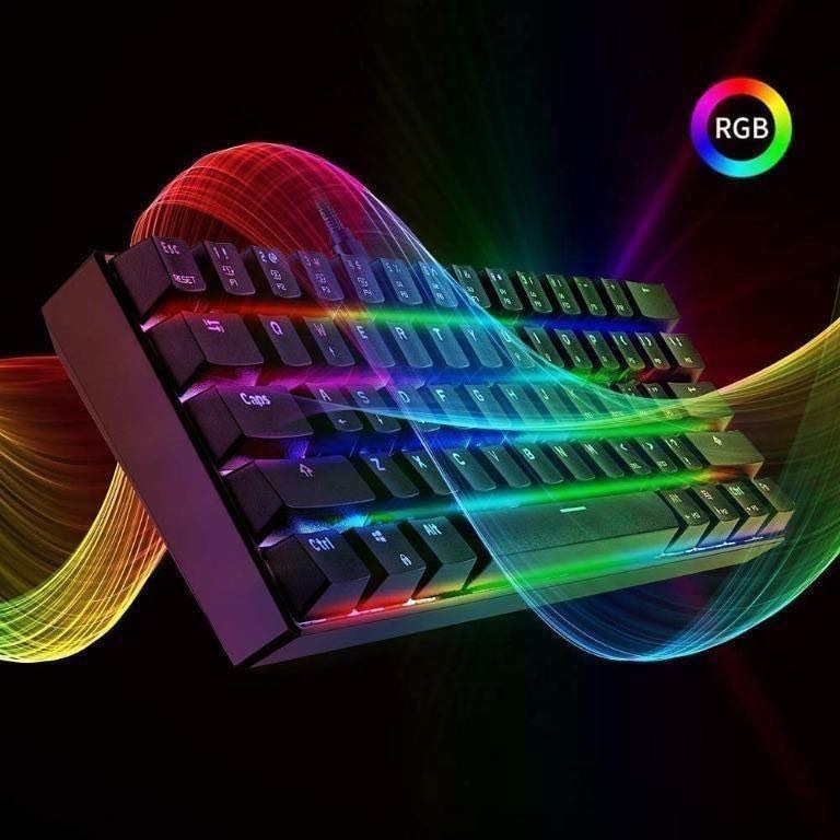 X4016 Black 60% DoCooler Mechanical Keyboard Portable 61 Keys RGB LED ...