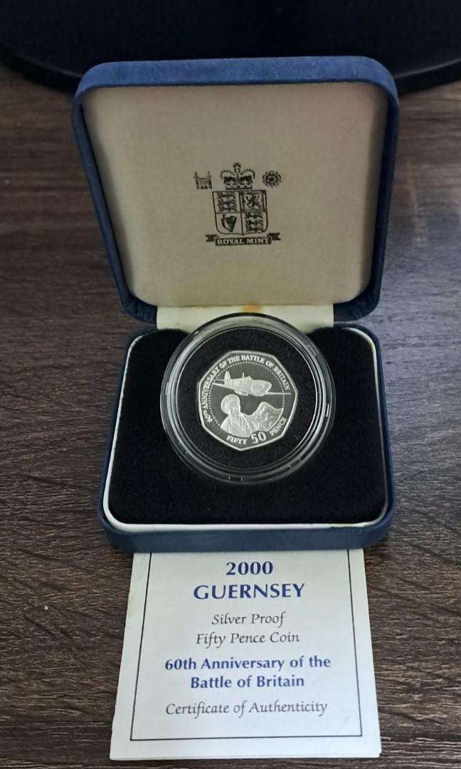 2000 Guernsey 50p silver proof coin, 15k mintage, Hobbies & Toys ...