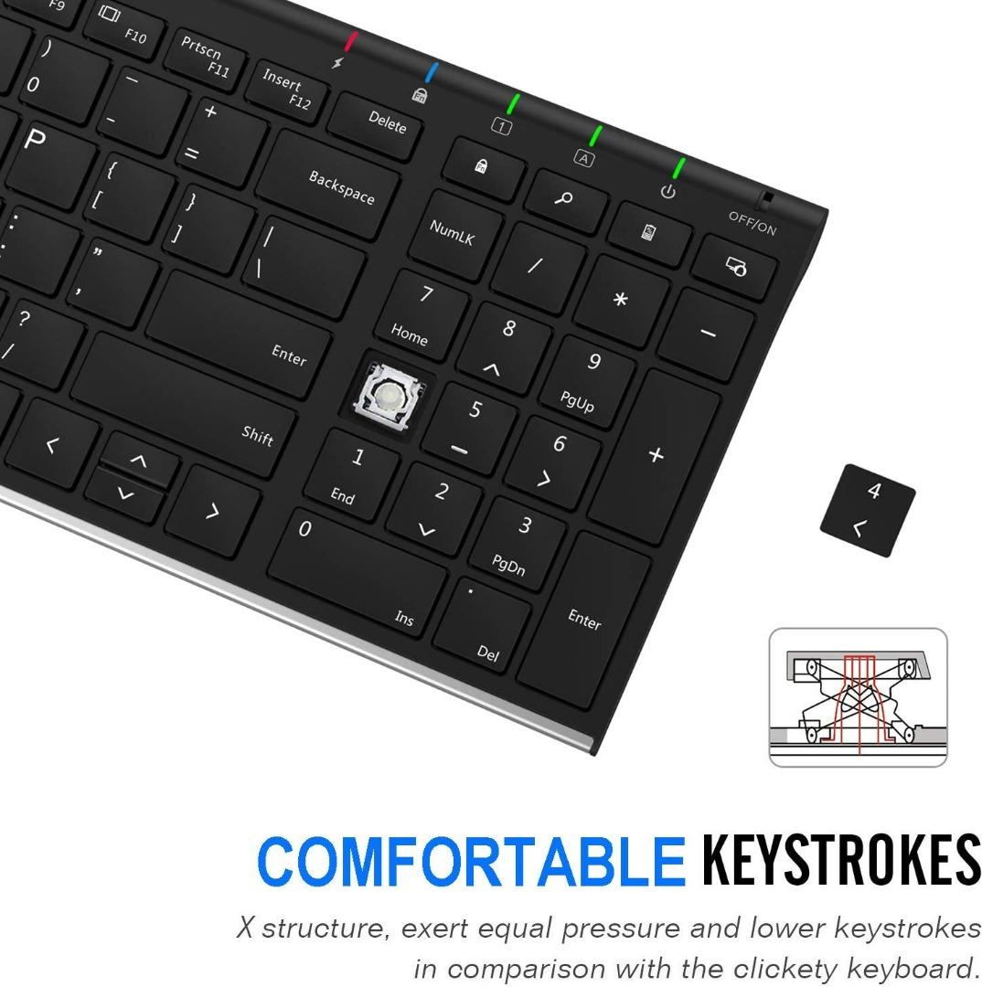 2113) Arteck HW193 2.4G Wireless Keyboard Stainless Steel Ultra Slim ...