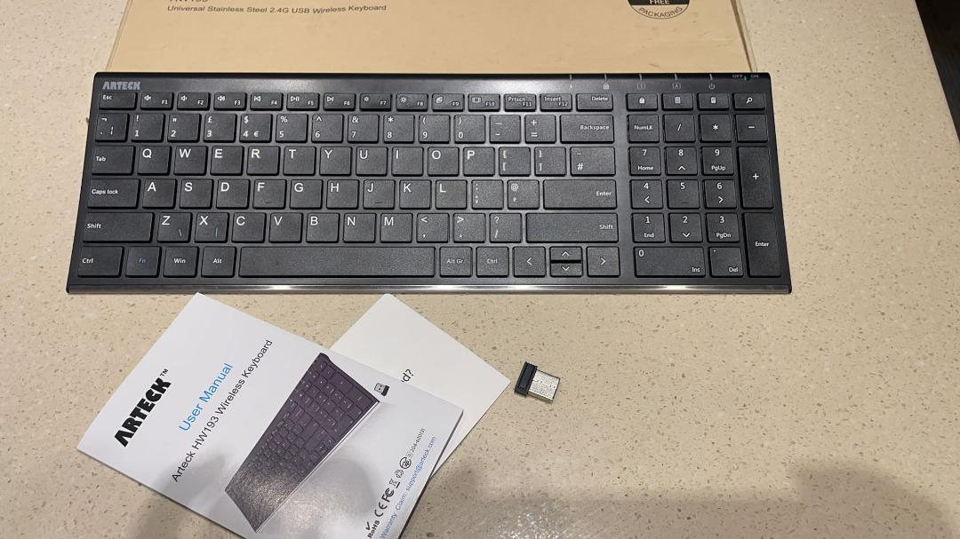2113) Arteck HW193 2.4G Wireless Keyboard Stainless Steel Ultra Slim ...