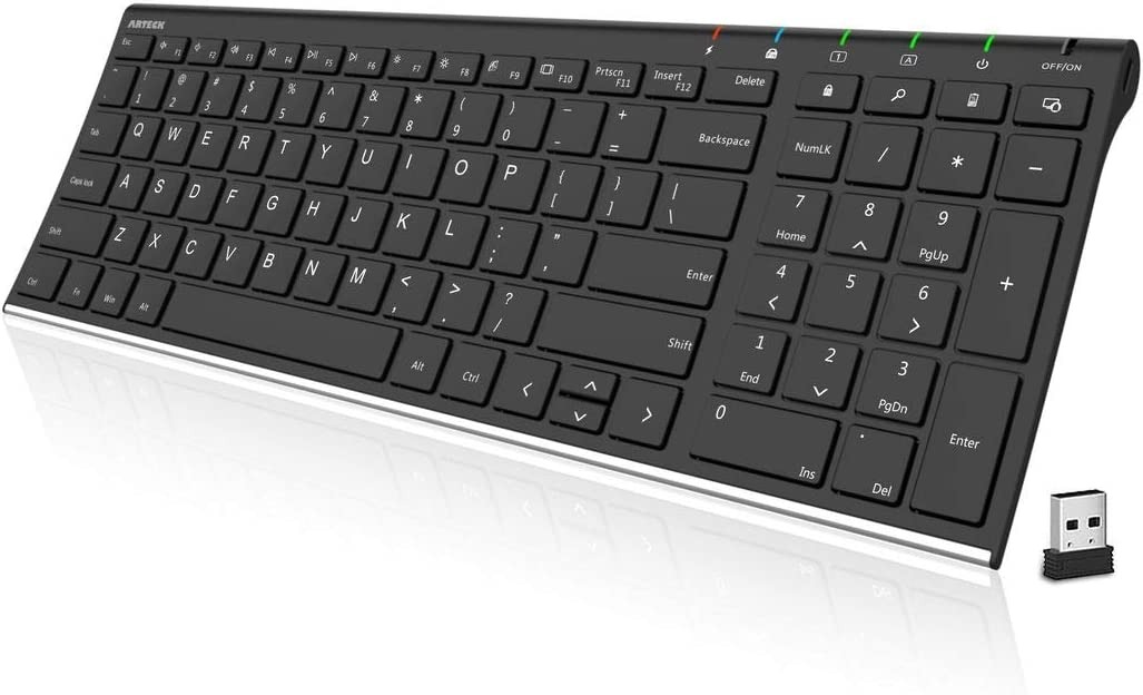 2113) Arteck HW193 2.4G Wireless Keyboard Stainless Steel Ultra Slim ...