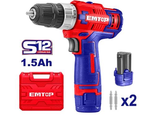 { SALE } EMTOP ECDLI12512 12V CORDLESS DRILL, Furniture & Home Living ...