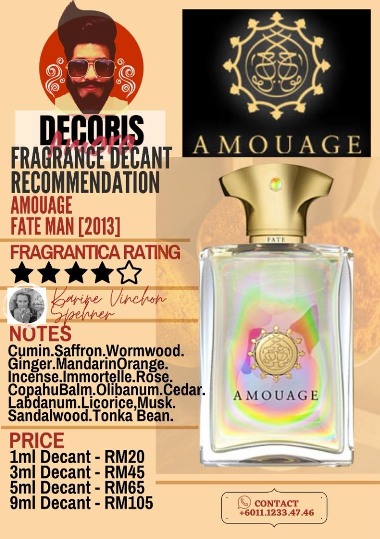 Amouage Fate For Men - Perfume Decant, Beauty & Personal Care ...