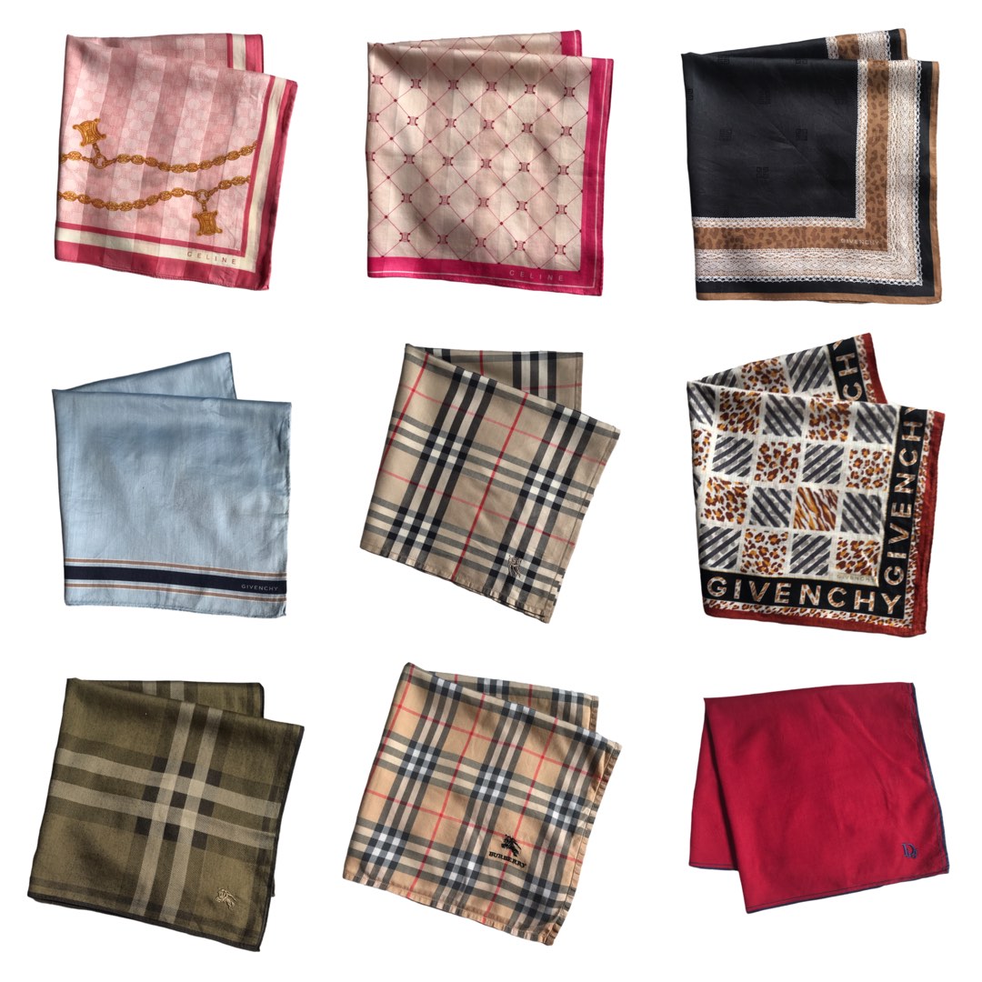 Authentic Luxury Handkerchiefs 2 Celine. 3 Givenchy. 3 Burberry. 1 Dior ...