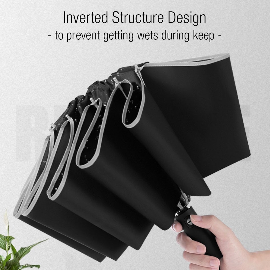 Automatic Umbrella Inverted Design Wind Resistant 105cm Big Canopy 10 ...