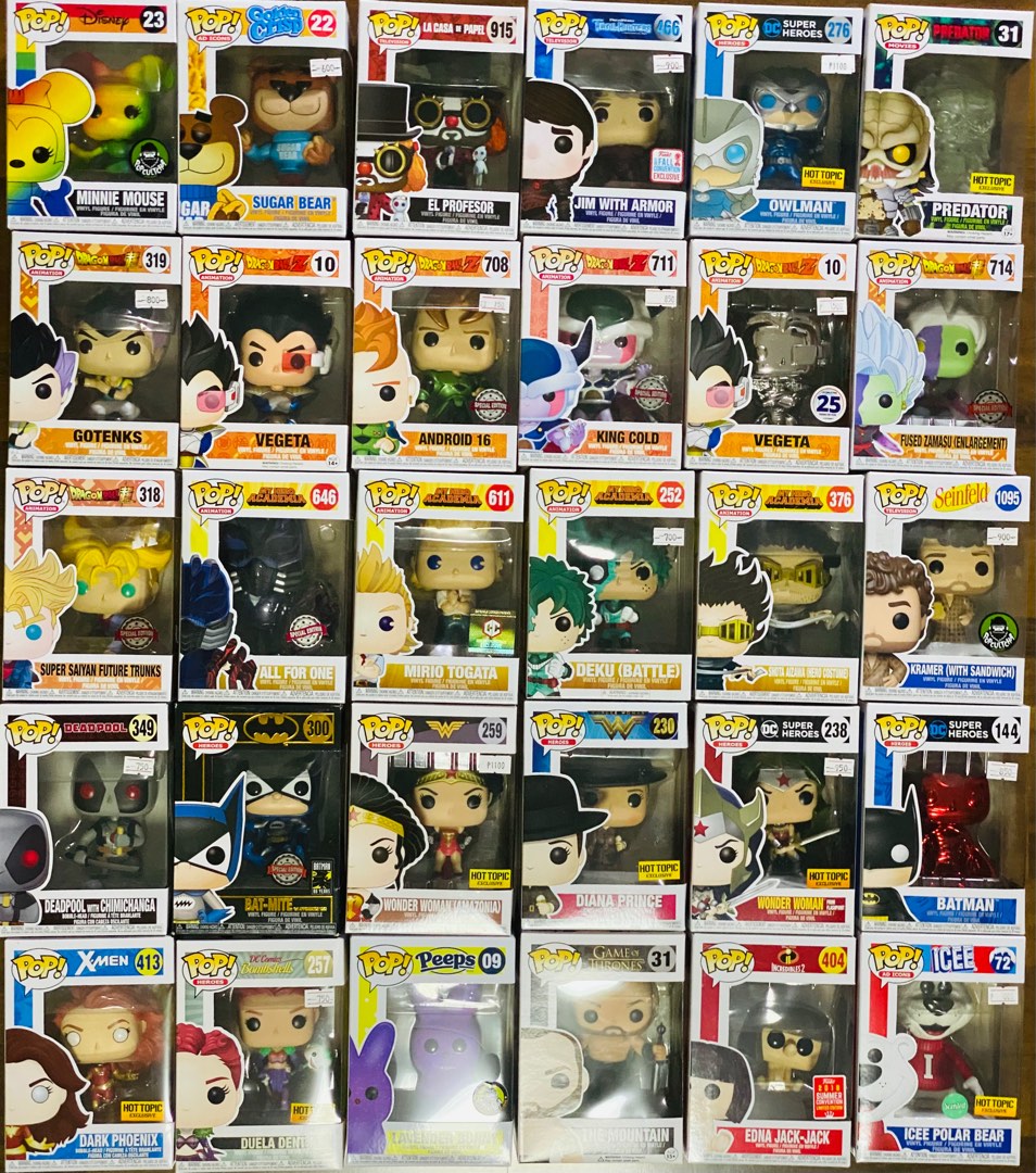 BELOW SRP FUNKO POP FOR SALE 750 each marvel anime dbz MHA DC etc ...