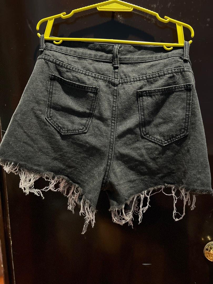 Plus Size Faded Black Ripped Short Womens Fashion Bottoms Shorts On