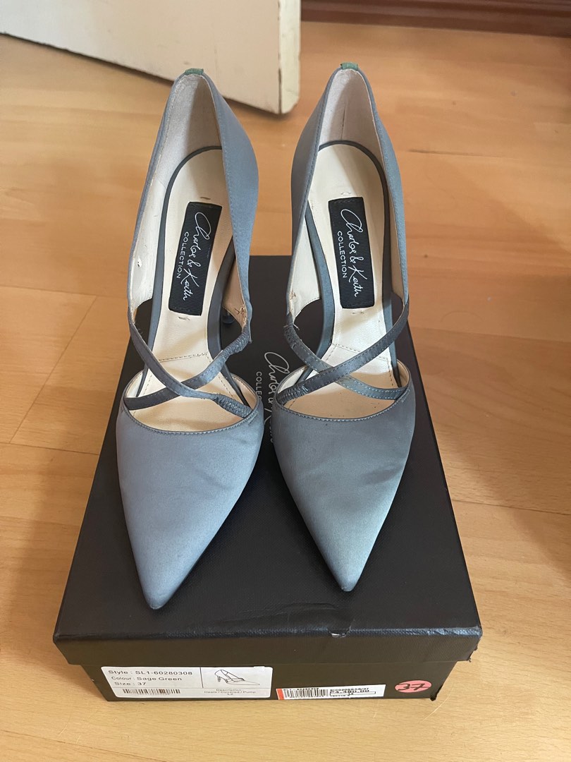 Charles and Keith Sage Green Pumps, Women's Fashion, Footwear, Heels on ...