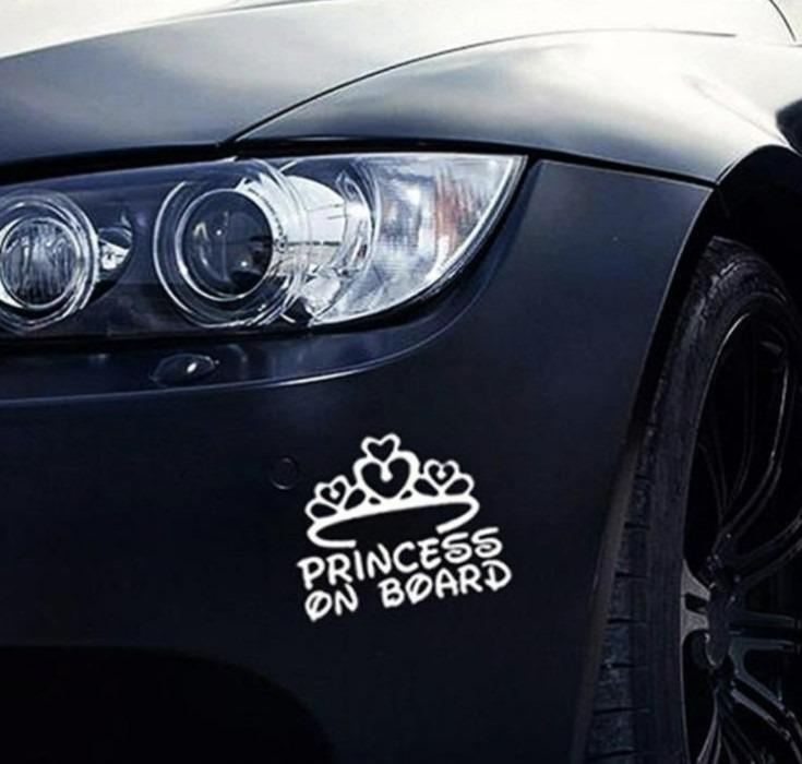 (Design 18) Sticker Vinyl Car Decal "Princess on Board with Crown ...