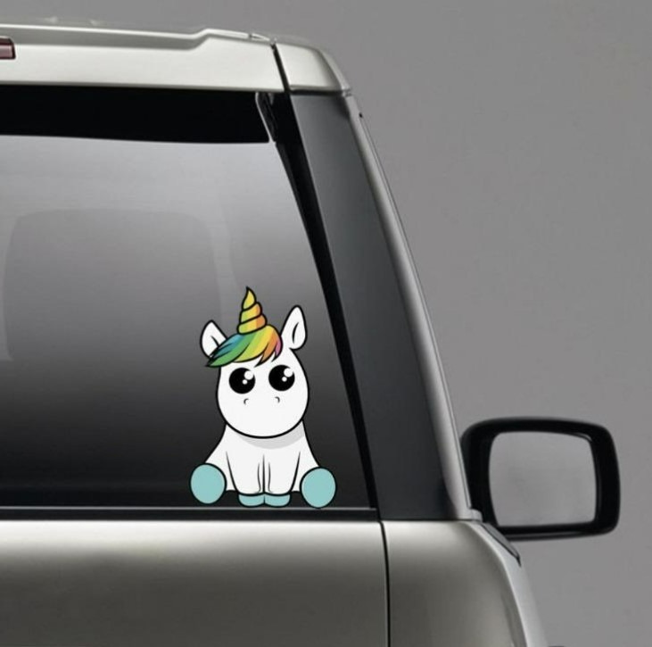 (Design 19) Sticker Vinyl Car Decal "Cute Unicorn", Hobbies & Toys ...