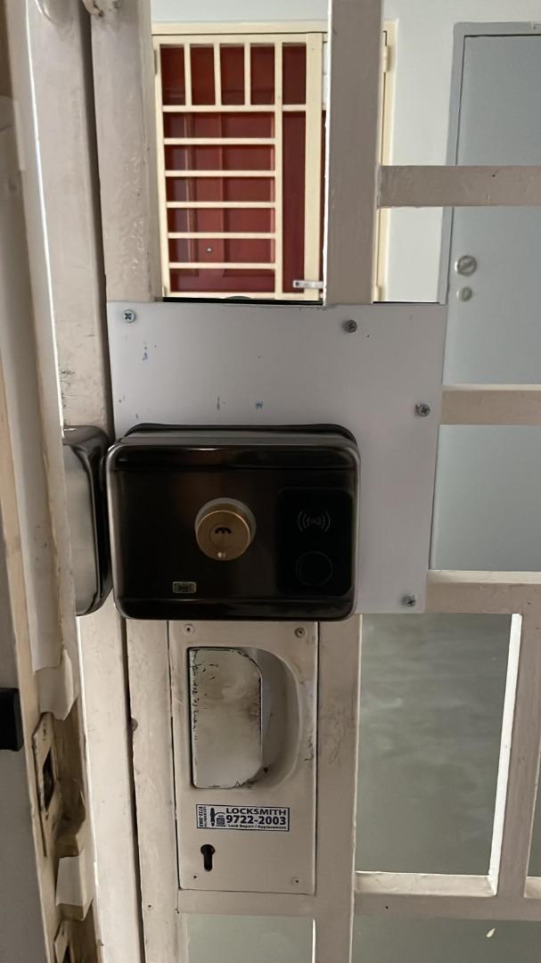 Digital Lock for HDB metal gate, Furniture & Home Living, Security ...