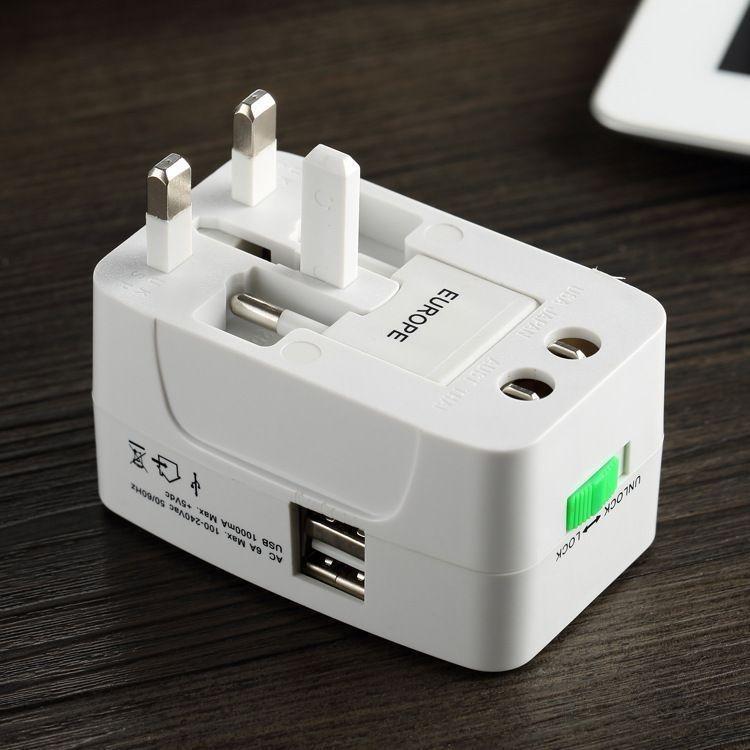 Dual USB Ports Universal Travel Adapter Plug Power All in One Portable ...
