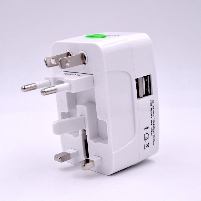 Dual USB Ports Universal Travel Adapter Plug Power All in One Portable ...