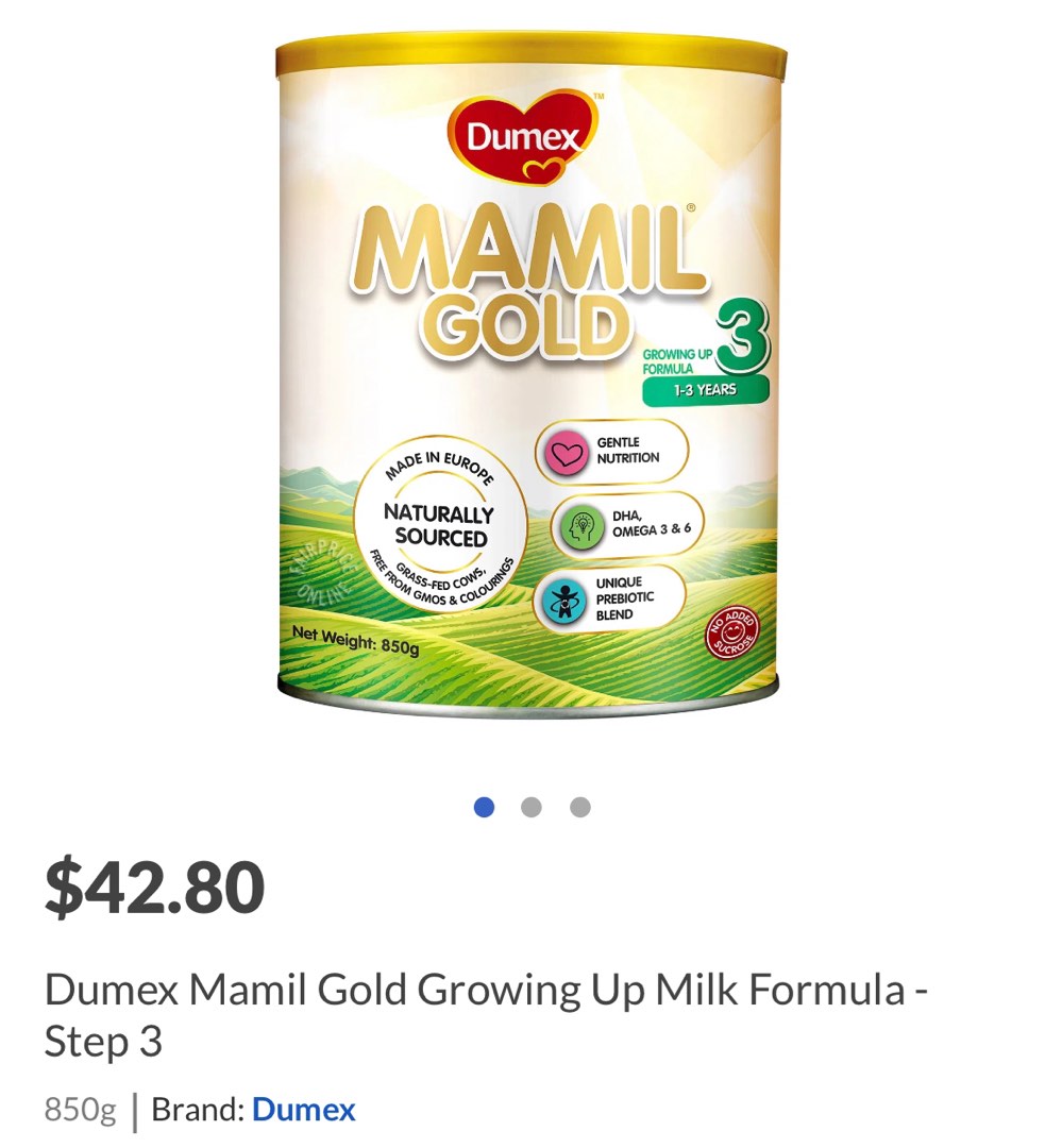 Dumex Mamil Gold Stage 3 - 850 grams, Babies & Kids, Nursing & Feeding ...