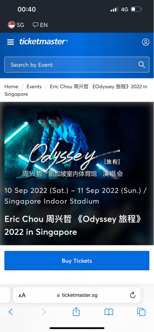 Eric Chou Singapore concert 10 Sept 2022 x2 Cat 1, Tickets & Vouchers, Event Tickets on Carousell