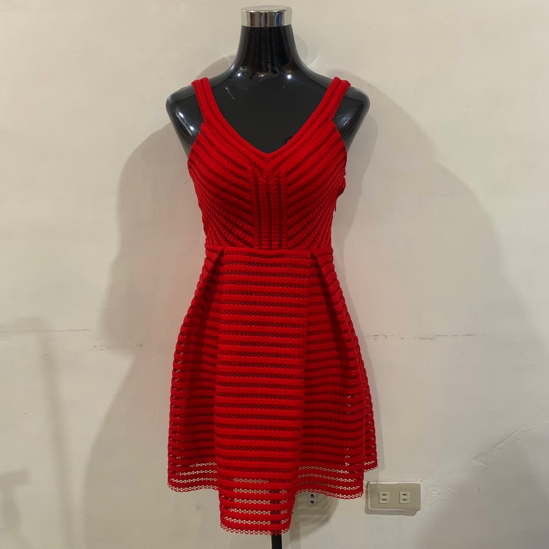 Express Red Illusion Mini Dress, Women's Fashion, Dresses & Sets ...