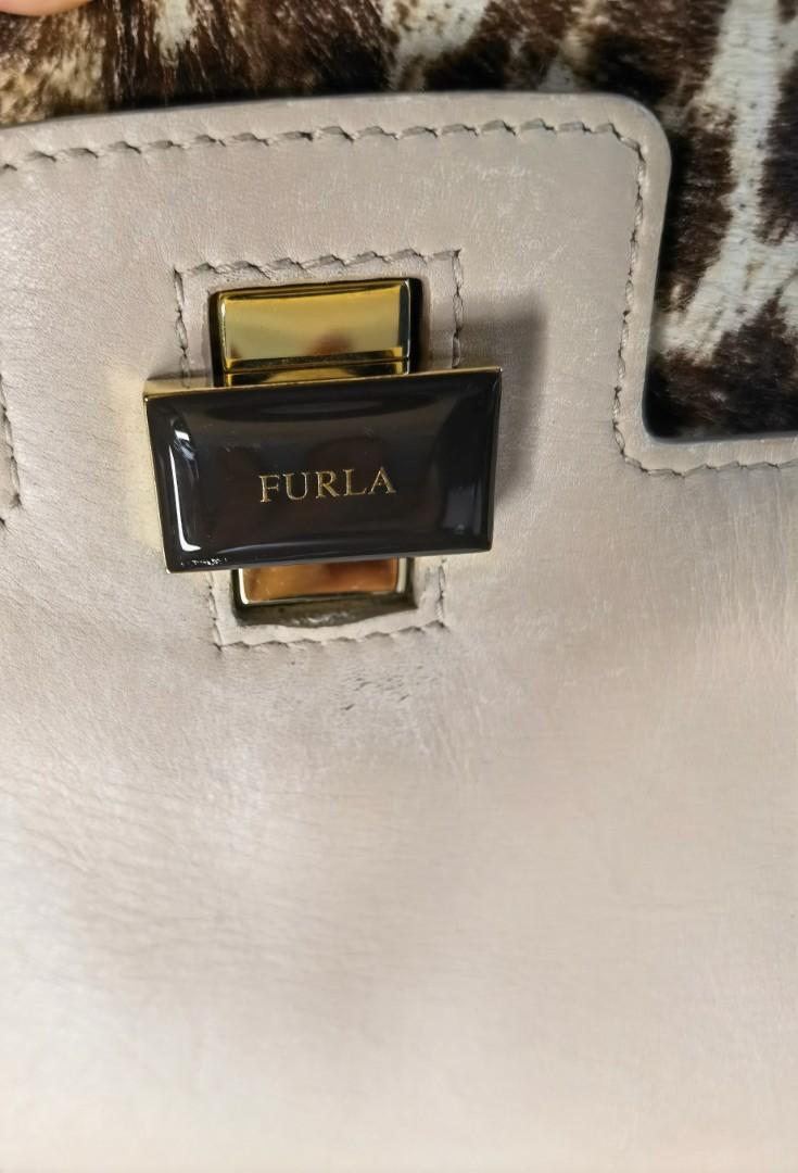 Furla Brown/Beige Leather and Calfhair Satchel, Luxury, Bags & Wallets ...