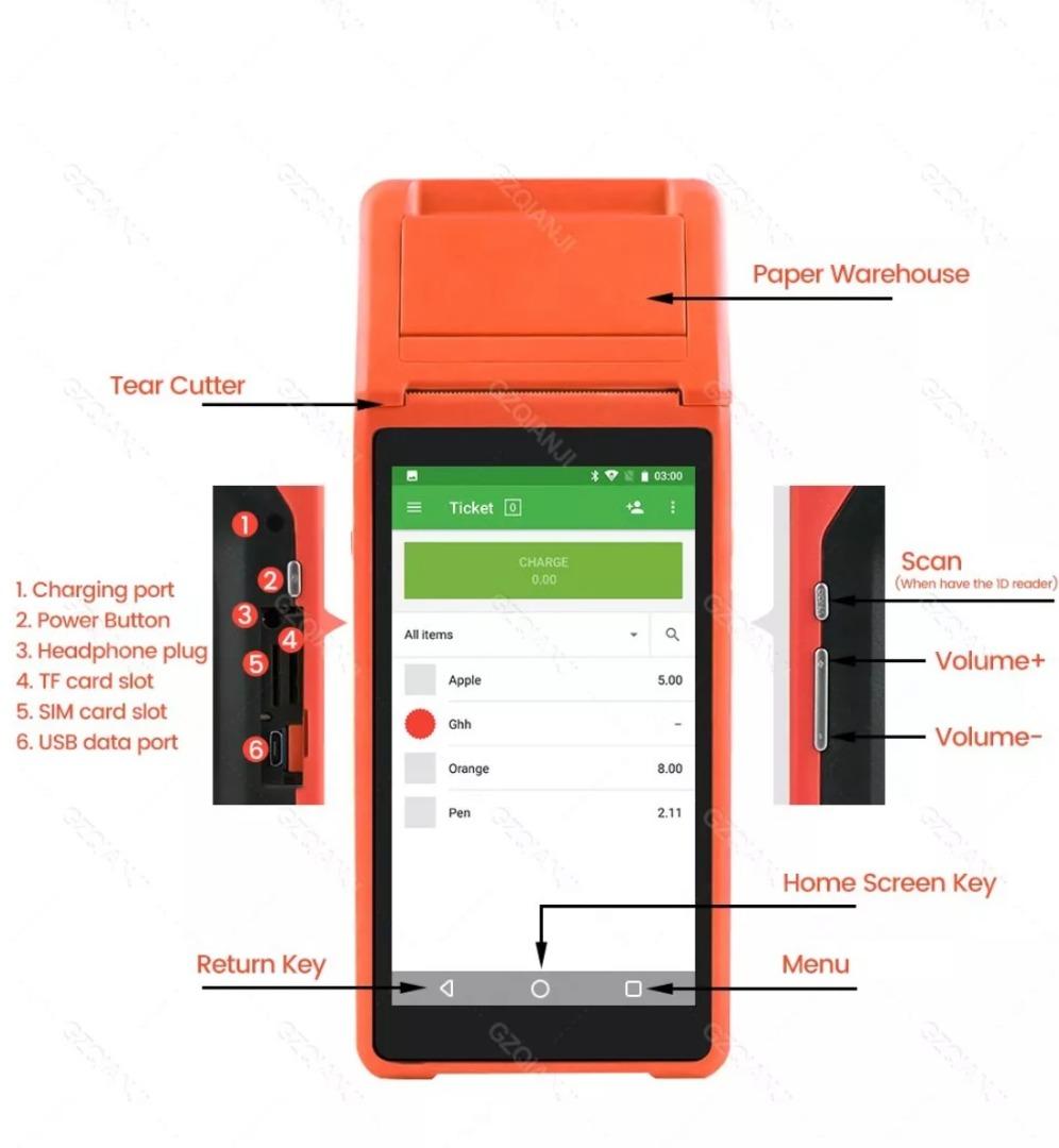 Handheld Android POS PDA Terminal with 1D Barcode Scanner Reader ...
