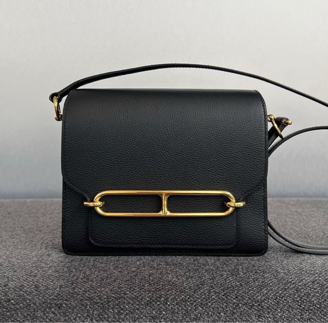 Hermes Roulis Mini Black Evercolor Ghw, Luxury, Bags & Wallets on Carousell