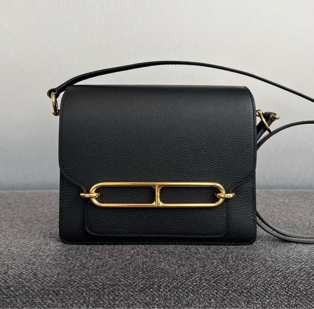 Hermes Roulis Mini Black Evercolor Ghw, Luxury, Bags & Wallets on Carousell