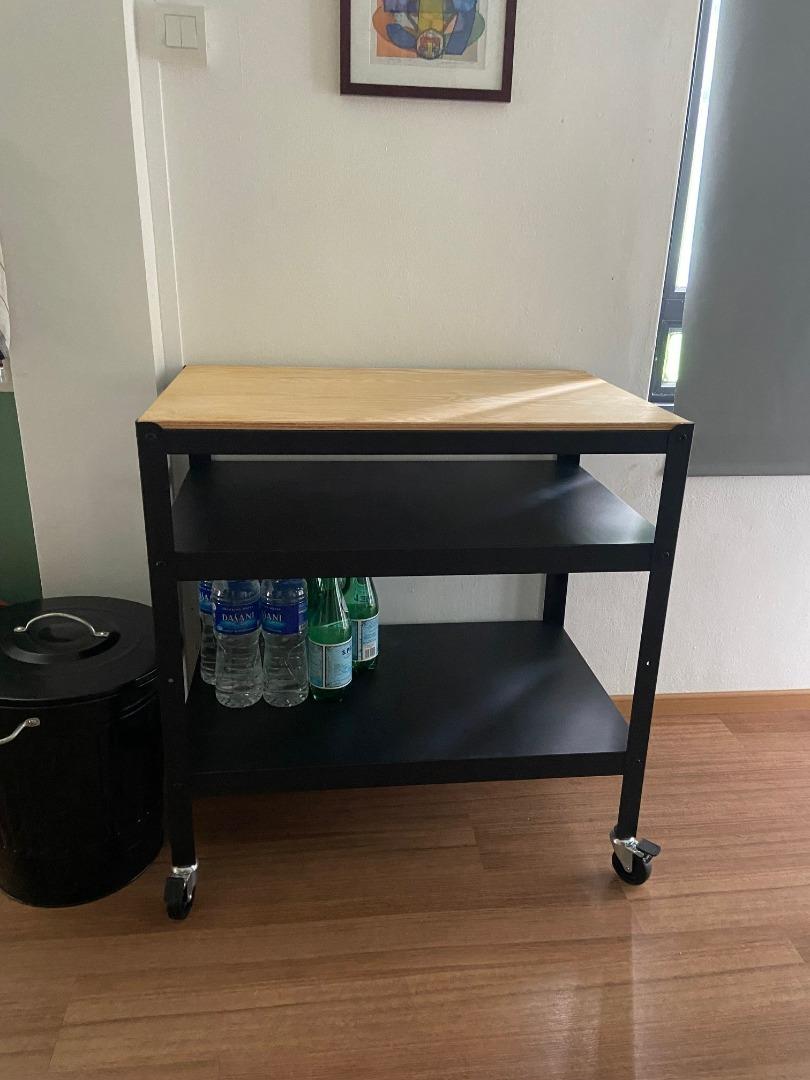 IKEA BROR Kitchen Trolley Black/Pine Plywood, Furniture & Home Living ...