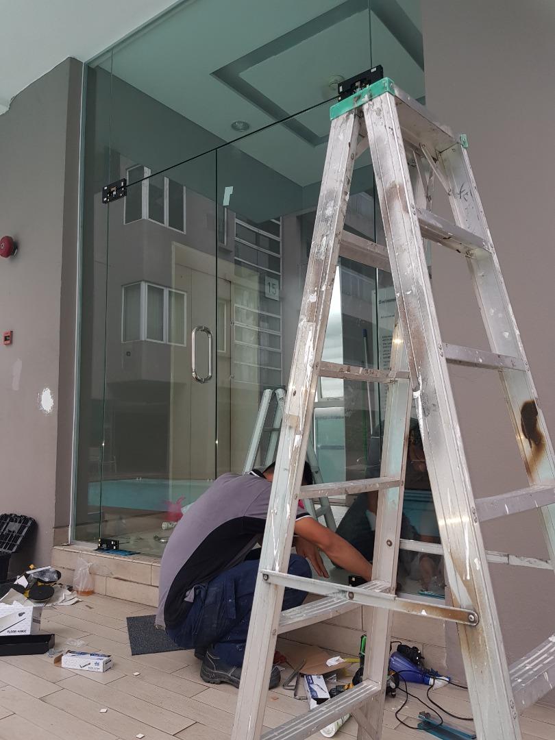 INSTALL GLASS WALL pasang dinding kaca tahan pecah 12mm, Services ...
