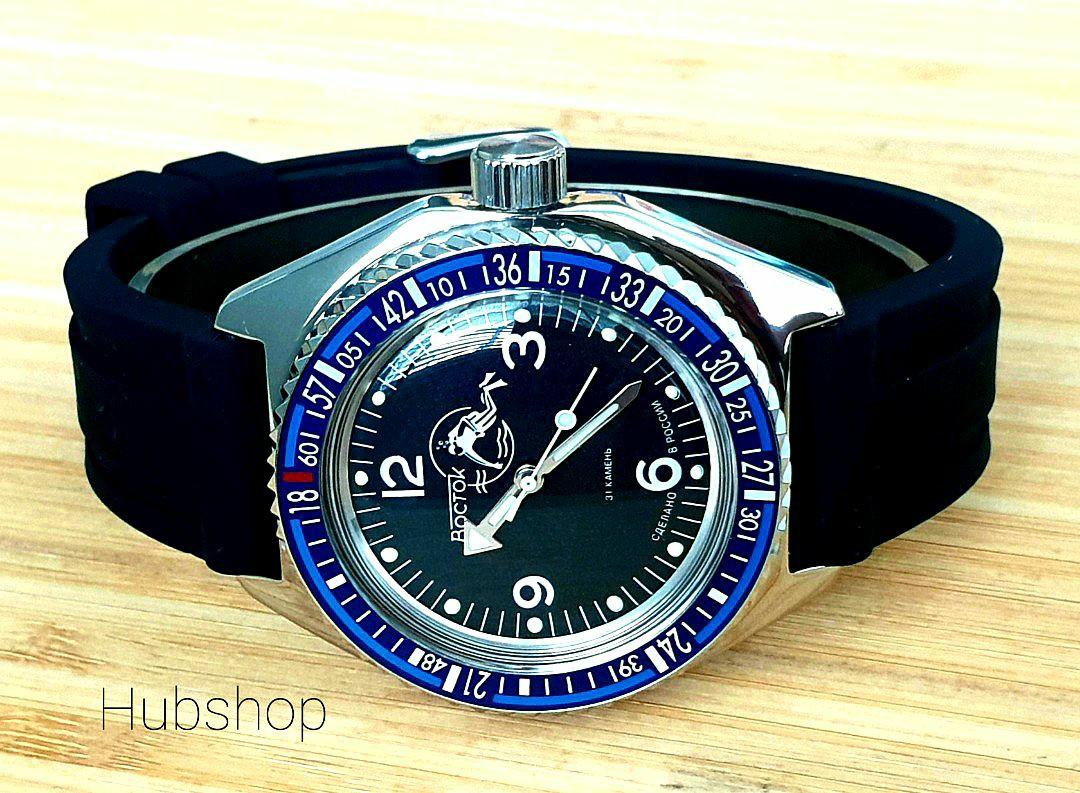 Vostok Amphibia Mod Scuba Dude Automatic Black Dial. Baikal Blue bezel ...