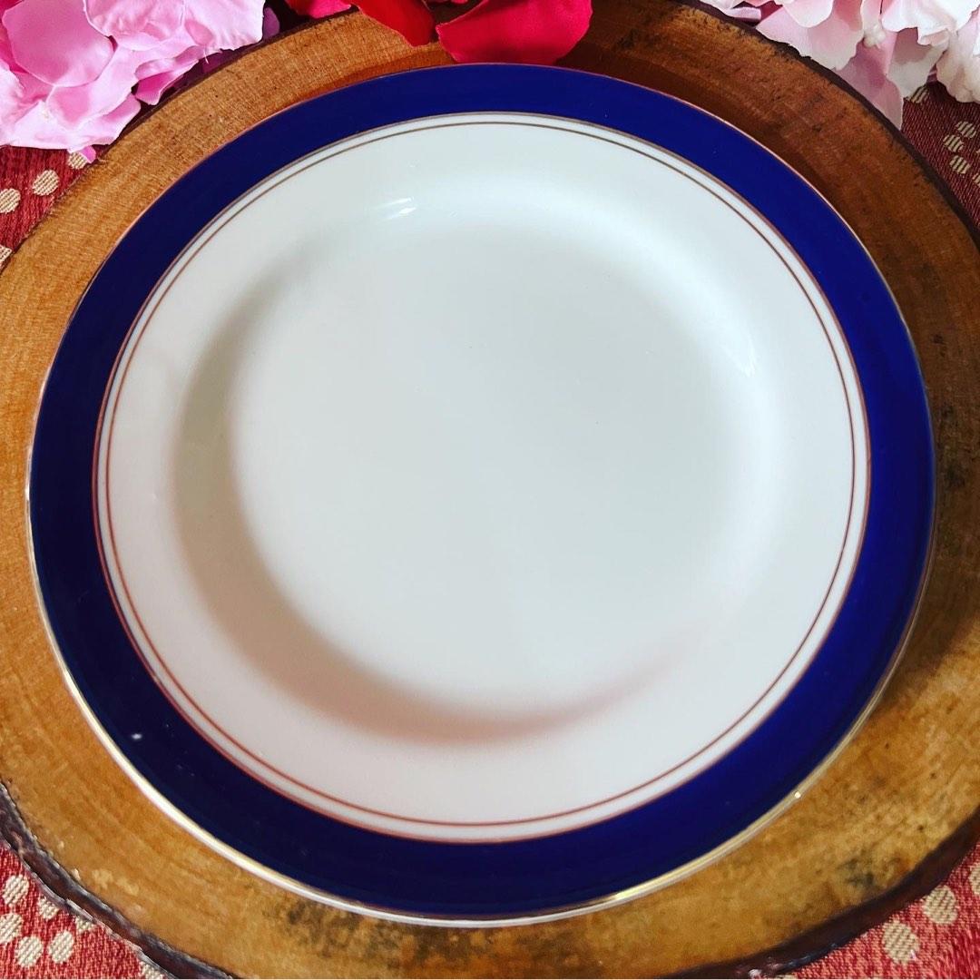 KT Cake Plate with Blue and Gold Lining #SB2J76, Furniture & Home ...