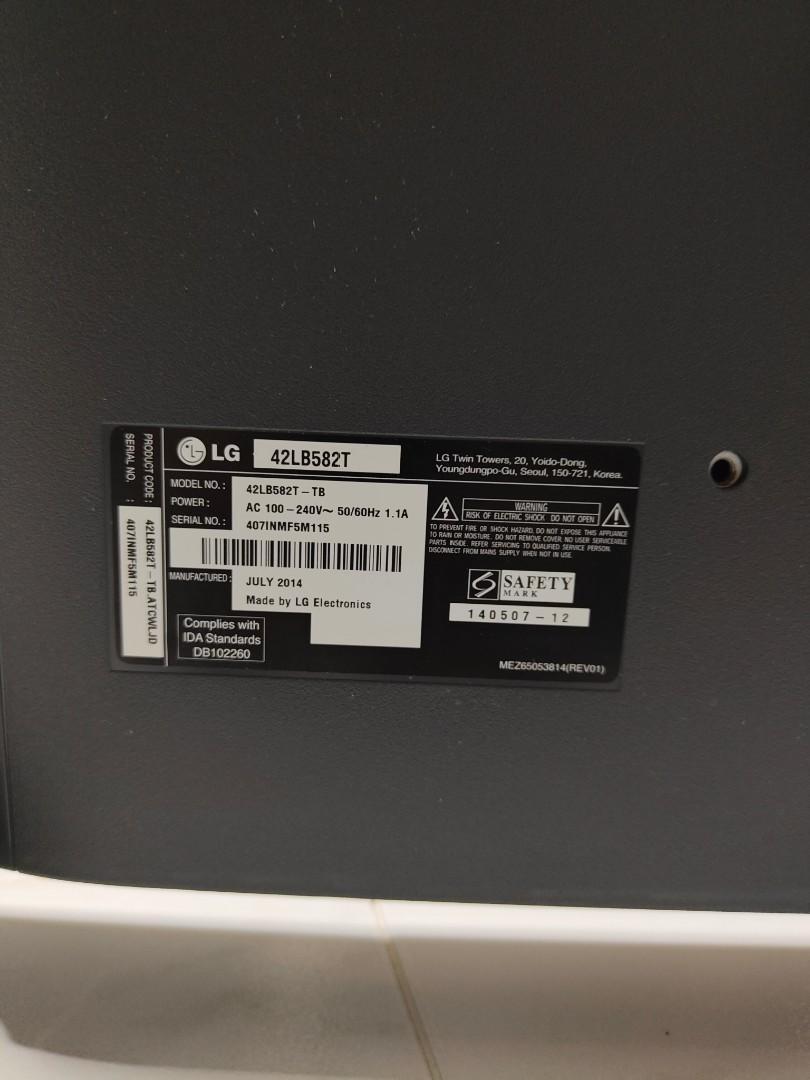LG 42" Full HD Smart LED 42LB582T, TV & Home Appliances, TV & Entertainment, TV on Carousell