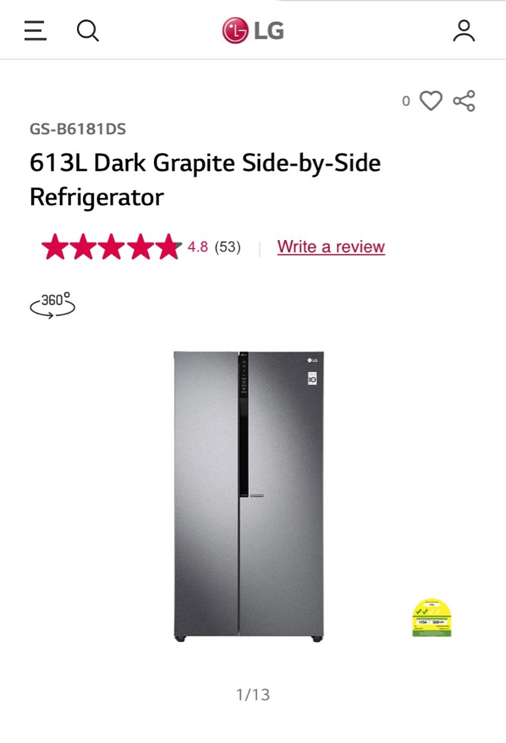 LG Dark Graphite Side by Side Refrigerator / Fridge, TV & Home ...