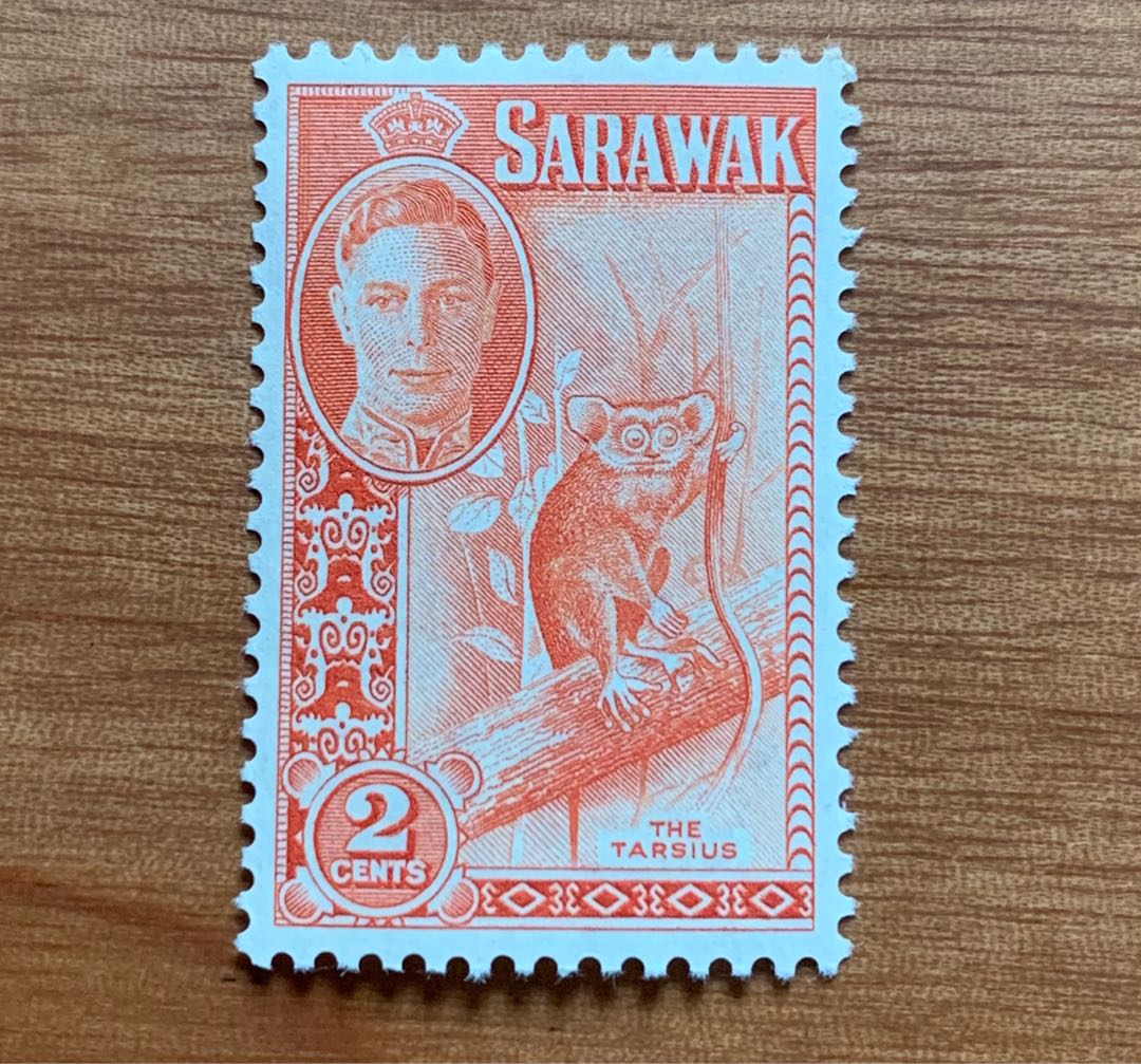 Malaya early Sarawak king George stamp MINT MNH orange Tarsius rodent ...