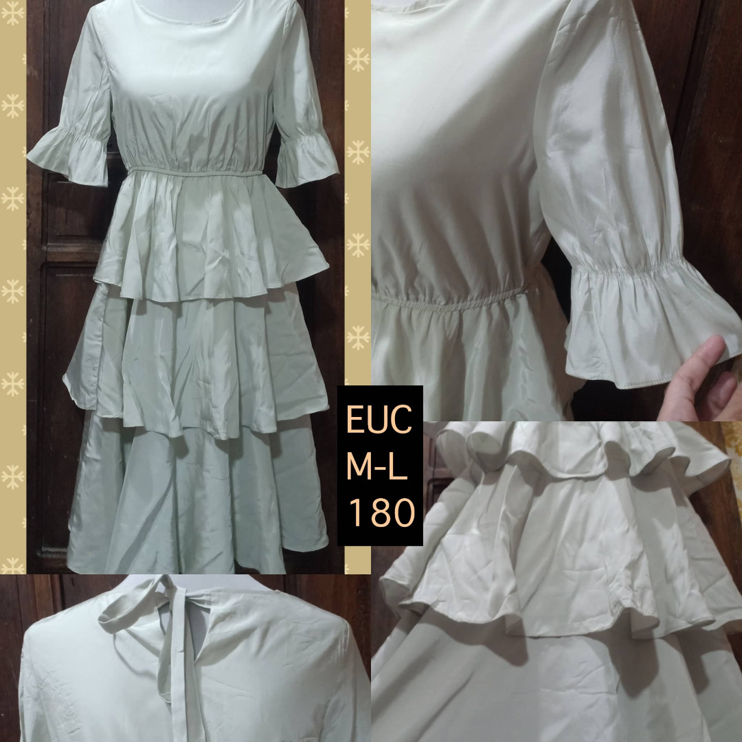 Mint Green Layered Puff dress, Women's Fashion, Dresses & Sets, Dresses ...