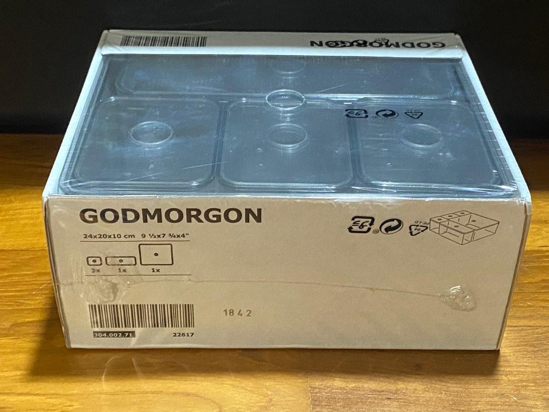 New Ikea GODMORGON Box with lid, set of 5, smoked, 24x20x10 cm ...