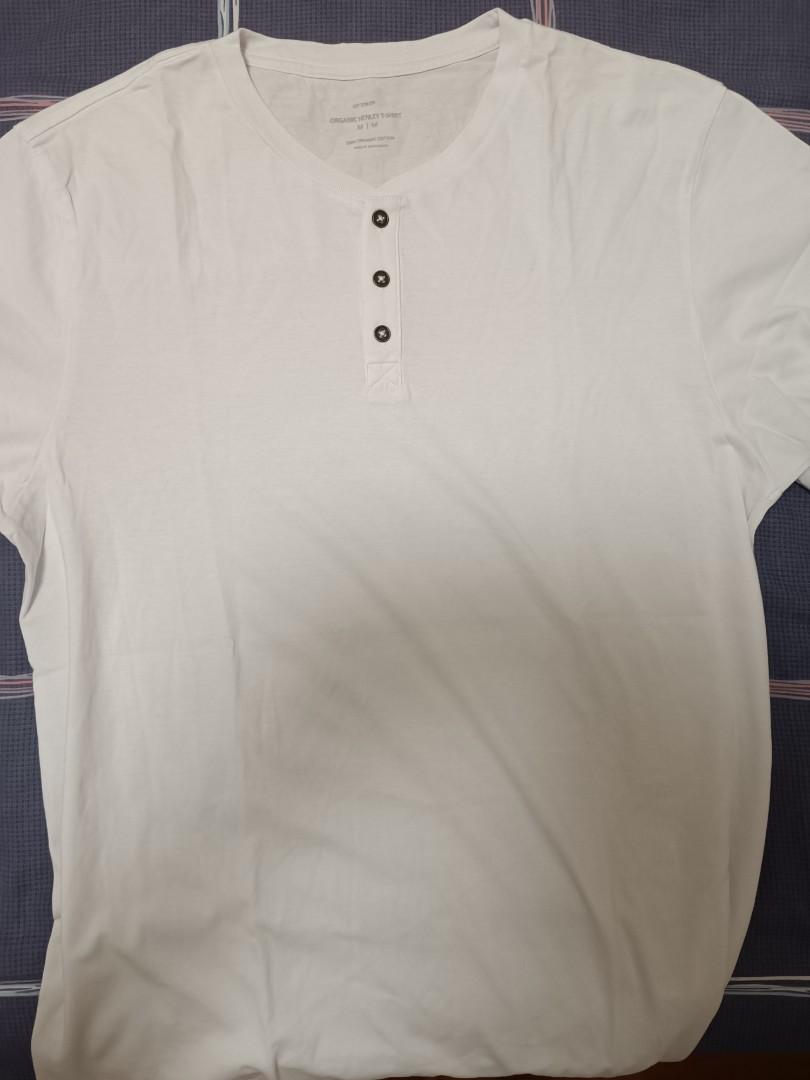 Organic White Henley T-Shirt Cotton On, Men's Fashion, Tops & Sets ...